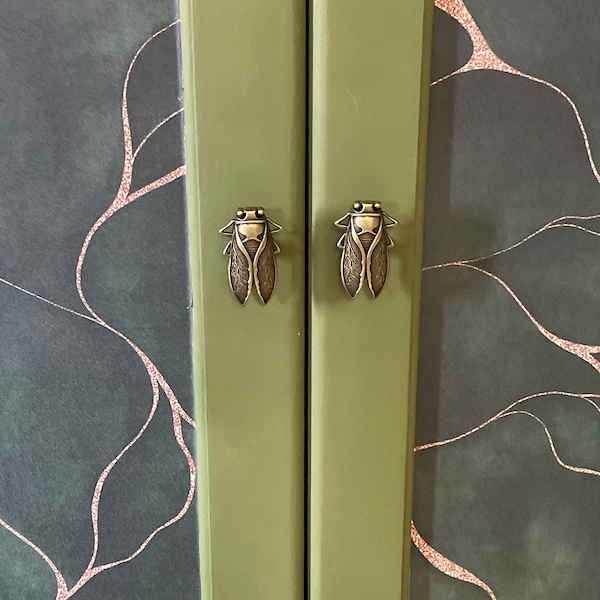 Insect Drawer Knobs in Brass - Cicada Cabinet Knobs - Insect Dresser Knobs in Brass - Entomology ...