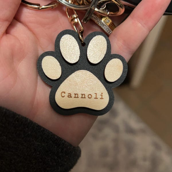 Custom Engraved Dog Paw Print Keychain | Personalized Pet Name Gift ...