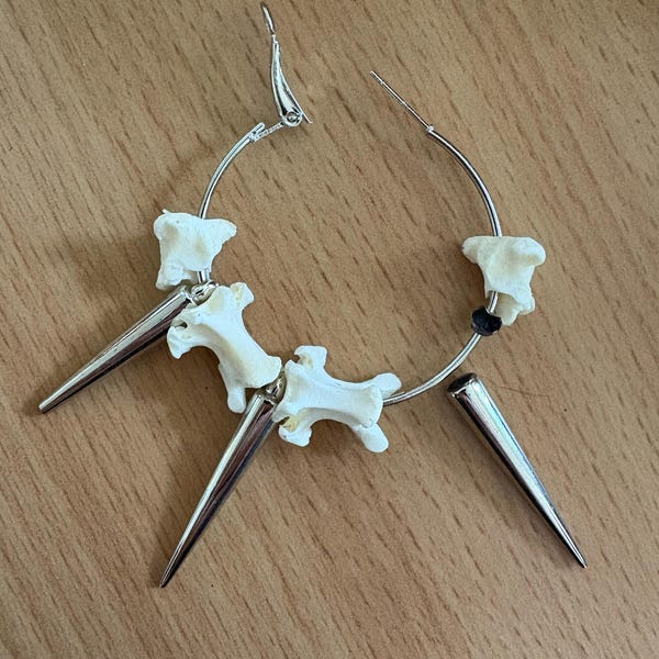 Bone Earrings With Spikes // Natural Jewelry, Bone Jewelry, Witch ...