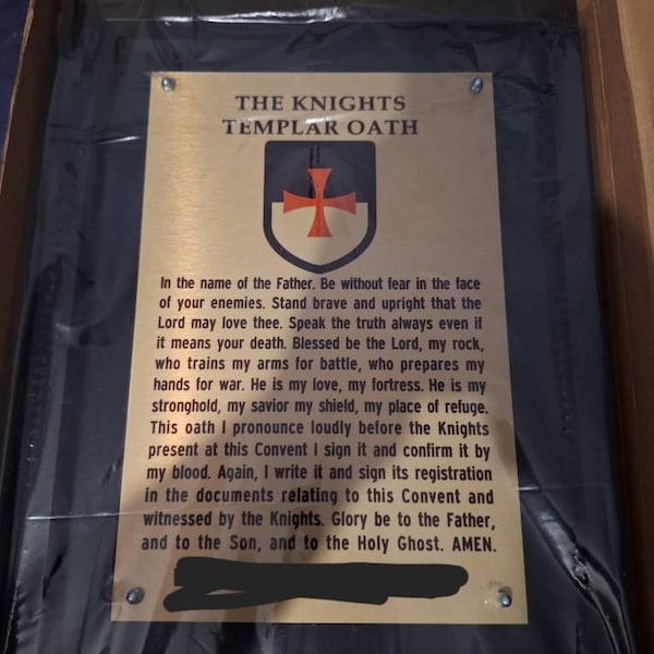 The Knights Templar Oath Framed Plaque, Personalized Knights Templa for ...