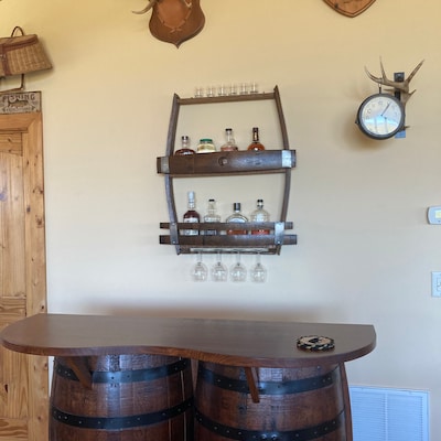 Whiskey/bourbon Rack, Wood Wine Rack, Wine Bottle Holder, Bar Shelves ...