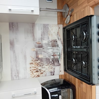 Kitchen Glass Splashback Toughened Tile Cooker Panel Any Size White ...