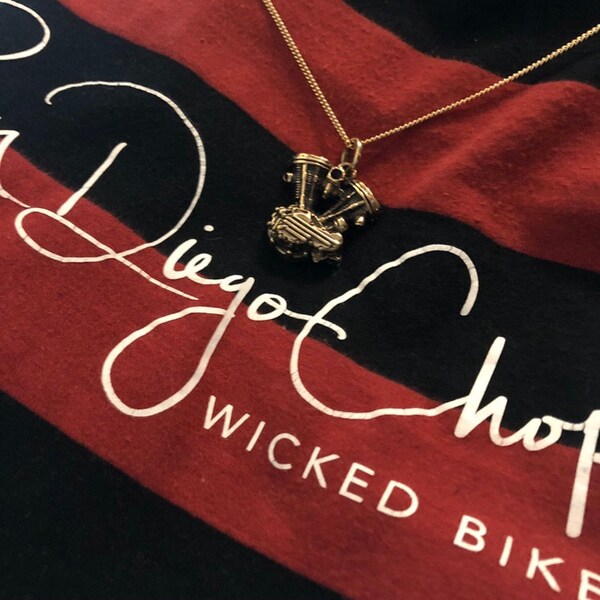Motorcycle Engine Necklace - Bronze V Twin Engine Necklace - Motorcycle ...