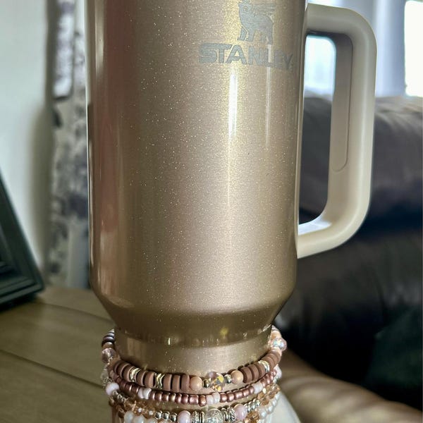 Almond Rose Bracelet Stack for Stanley Tumbler - Neutral Colors - Etsy