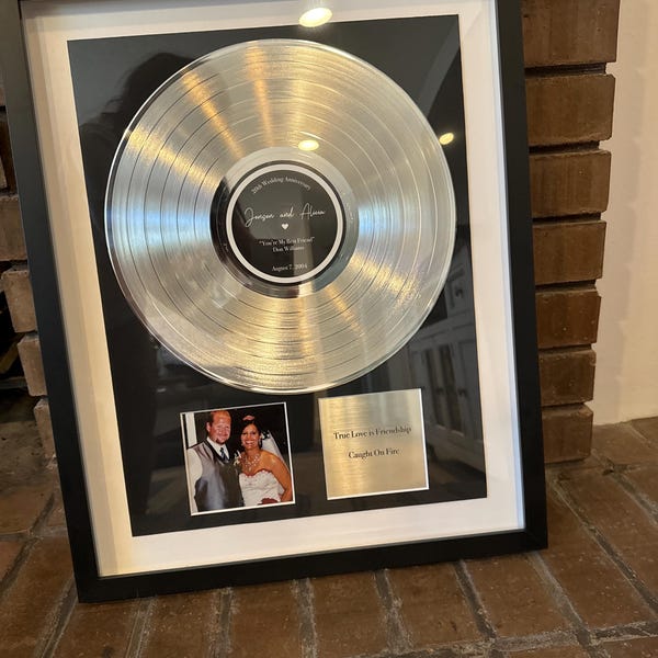 Platinum Vinyl Record Custom Music Plaque - Engraved Wedding Song Gift ...