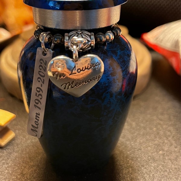 In Loving Memory Blue Heart Keepsake Urn - Love Charms® Engraving ...