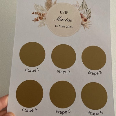 Carte à gratter pour EVJF, programme EVJF, carte personnalisable ...