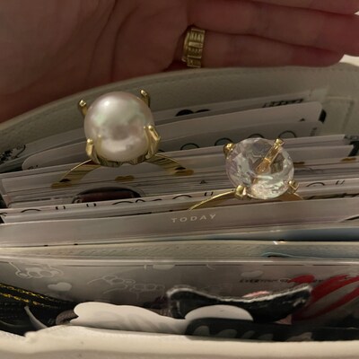 DIAMOND RING BOOKMARK Pearl Option Gold Metal Planner Decoration ...