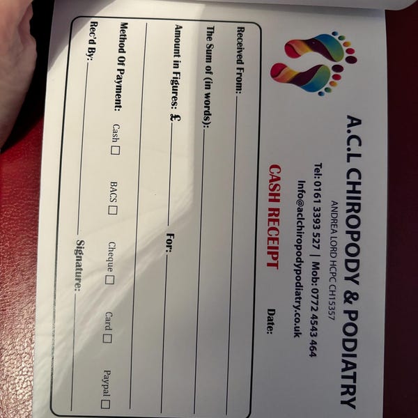 2 X A6 Personalised Duplicate Receipt Books/cash Receipts Full Colour ...