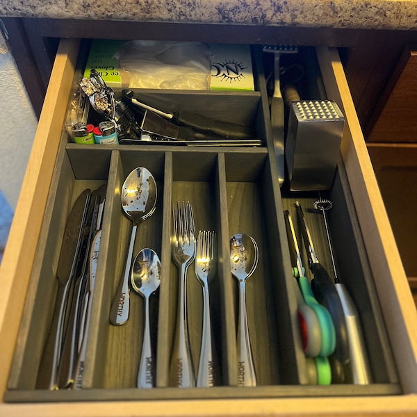 Custom Pegboard Drawer Organizer – Adjustable Ash Wood Insert, Kitchen ...