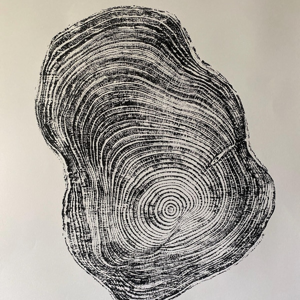 Western Red Cedar, Tree Ring Print, Black and White Tree Ring Print ...