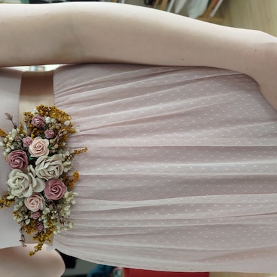 Romantic Flower Belt Dusty Pink Flower Sash Pastel Pink Wedding Belt ...
