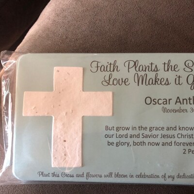 Faith Plants the Seed Poem Plantable Cross Seed Recycled Paper Baptism ...