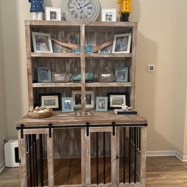 Dog Crate + Desk | FREE SHIPPING | Farmhouse Dog Kennel | Dog Furniture ...