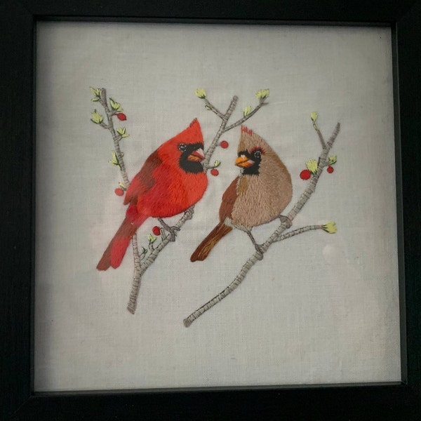 Cardinals Embroidery Kit: Wild Bird Design With 6" Hoop - Etsy