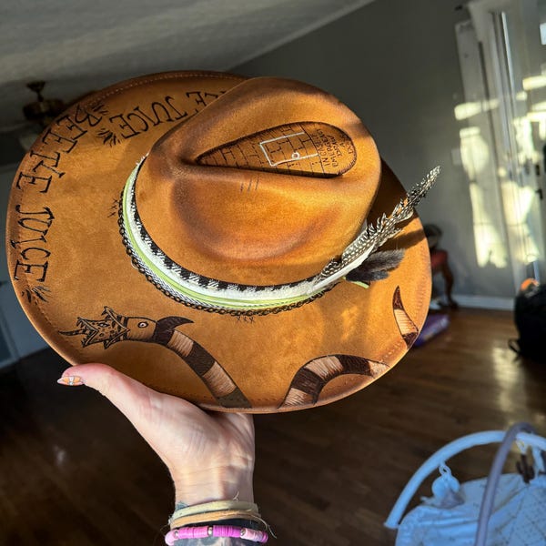 Beetlejuice Themed Wide Brim Fedora Hat | Halloween Fall Lainey Wilson ...