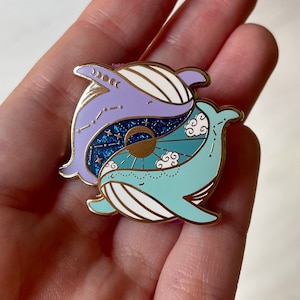 Celestial Orca Whale and Moon Enamel Pin Orca Whale Pins - Etsy