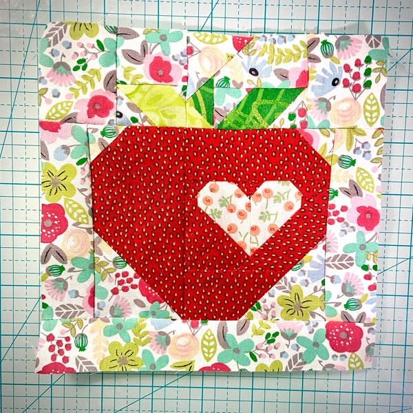 Sweetheart Strawberry Quilt Block Pattern Heart PDF - Instructions for ...