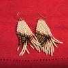 Megan Raven Fringe Earring // Beaded Crow Earring // Hand Beaded Bird ...