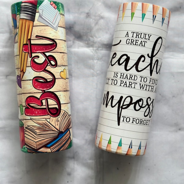 20 Oz Skinny Tumbler Rainbow Pencils Teacher Tumbler Crayons Teacher ...