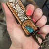 Tooled Leather Tab Key Fob - Etsy