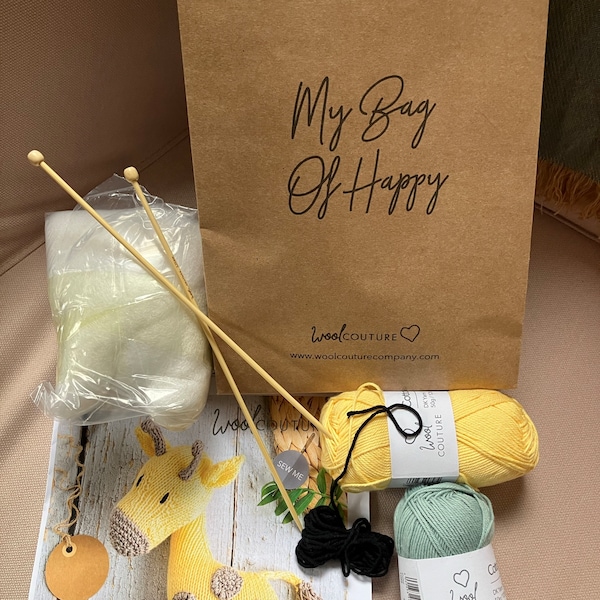 Giraffe Easy Knitting Kit | Cotton Toy Lottie | Safari Nursery ...