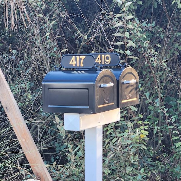 Mailbox Address Number Plate 3 With Brass Numbers | Rust-proof Cast ...