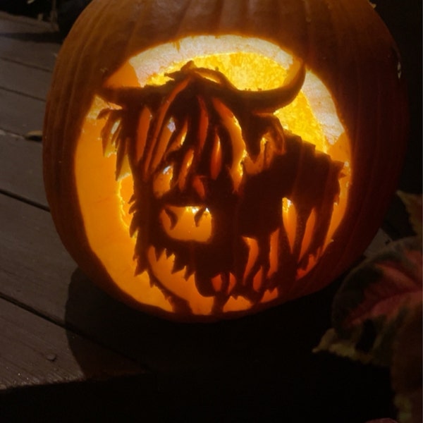 Highland Cow Pumpkin Stencil, Printable Pumpkin Stencil, Jack O ...