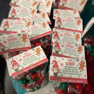 Elf Kisses Treat Bags Treat Topper Christmas Gift Tags Christmas Treat ...