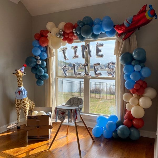 Time Flies DIY Glam Balloon Garland Arch Kit • Vintage Airplane ...