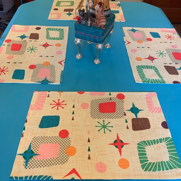 Retro Mod Placemats (set of 2) - 1950s Atomic Pattern by Bruxamagica - Mid Century Modern 1950s ...