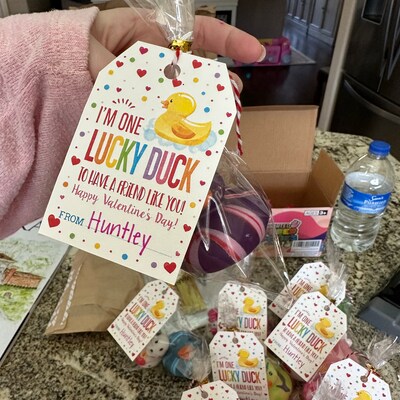 Rubber Duck Valentine's Day Gift Tags Valentine Lucky Duck Tag ...
