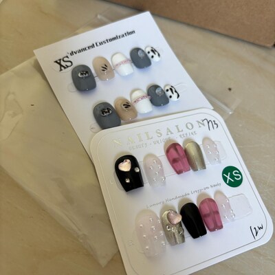 Retro European Nail/long Almond Nails/handmade Press on Nails/red and ...