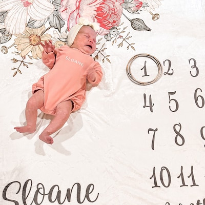 Lily Floral Baby Girl Round Wood Baby Name Sign Wooden - Etsy