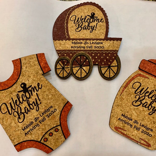 Baby Shower Favors, Baby Shower Coasters, Personalized Carriage Shaped ...