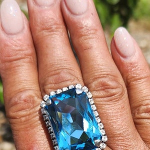 Lotus Pink Delite Czech Crystal Oval Statement Ring Huge Pink - Etsy