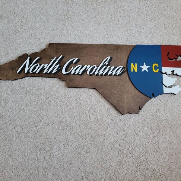North Carolina State Flag Wood Cut Out. - Etsy