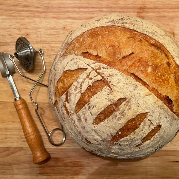 Bread Baking Essentials Set, Danish Whisk, Bread Lame, Dusting Wand, Dough Scraper, Bristle ...