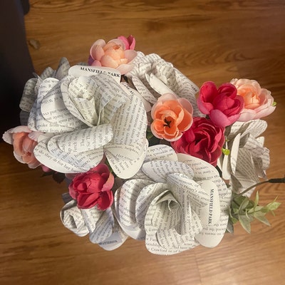 Book Page Hydrangea Blossoms set of 3, Book Page Flowers, Hydrangeas ...