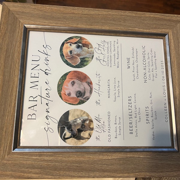 Pet Signature Cocktail Sign, Minimalist Wedding Bar Menu, Dog Signature ...