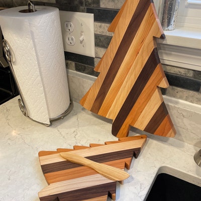 Multi Hardwood Pine Tree Shape Cutting Board, Christmas Tree Cutting ...