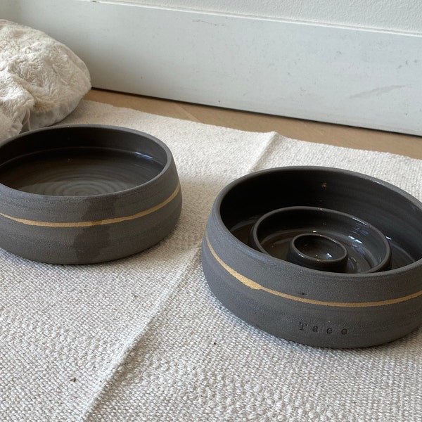 Handmade Ceramic Slow Feeder Dog Bowl: Modern Pottery Pet Bowl - Etsy