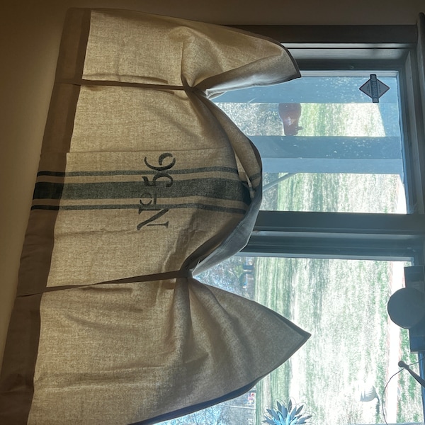 Grain Sack Inspired Farmhouse Valance - Farmhouse Curtains - Feed Sack ...