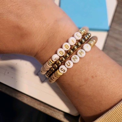 Bracelet for Women Beaded, Heishi Bead Bracelet Stack Custom, Boho Jewelry Set, Handmade Bead ...