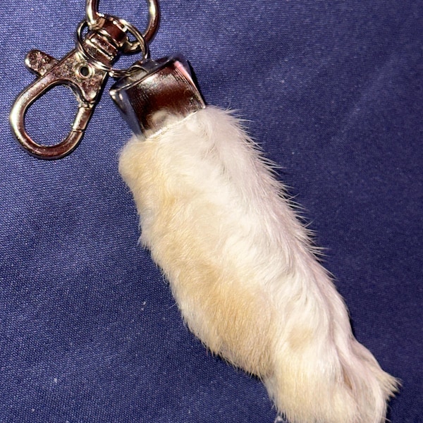 Lucky Rabbit Foot Keychain Charm, Natural Fur Color, Handmade - Etsy