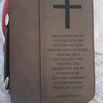 Custom Bible Cover With Cross, Personalized Bible Case, Leatherette ...
