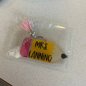 Custom Teacher Pencil Keychain - Etsy