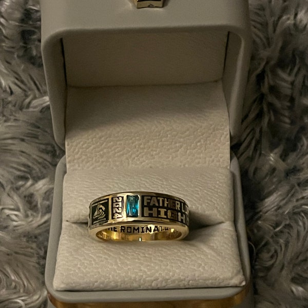 Personalized Sterling Silver/ 10K Gold Band Class Ring for Men With ...