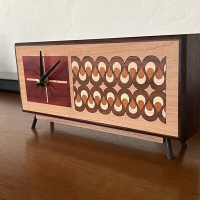 Mid Century Modern Clock, Handmade Wood Retro Design, Modern Office ...