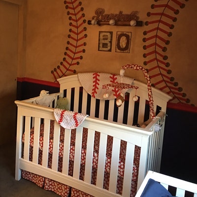 PLAY BALL Vinyl Baseball Crib Mobile CUSTOM Pick Your Color, Pick Your ...